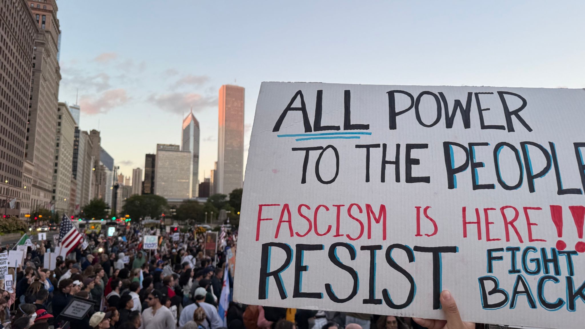 The pulse of a city on edge - hundreds protest Trump's plan to deploy ...