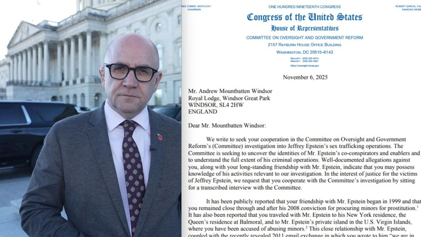 Congress summons Andrew to answer Epstein questions | News UK Video ...