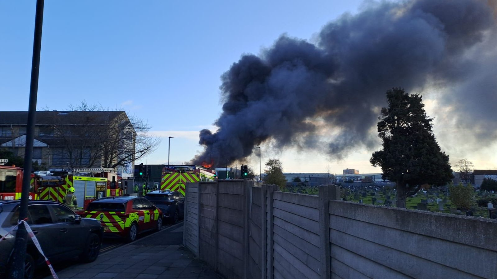 Major incident stood down after large fire at west London warehouse ...