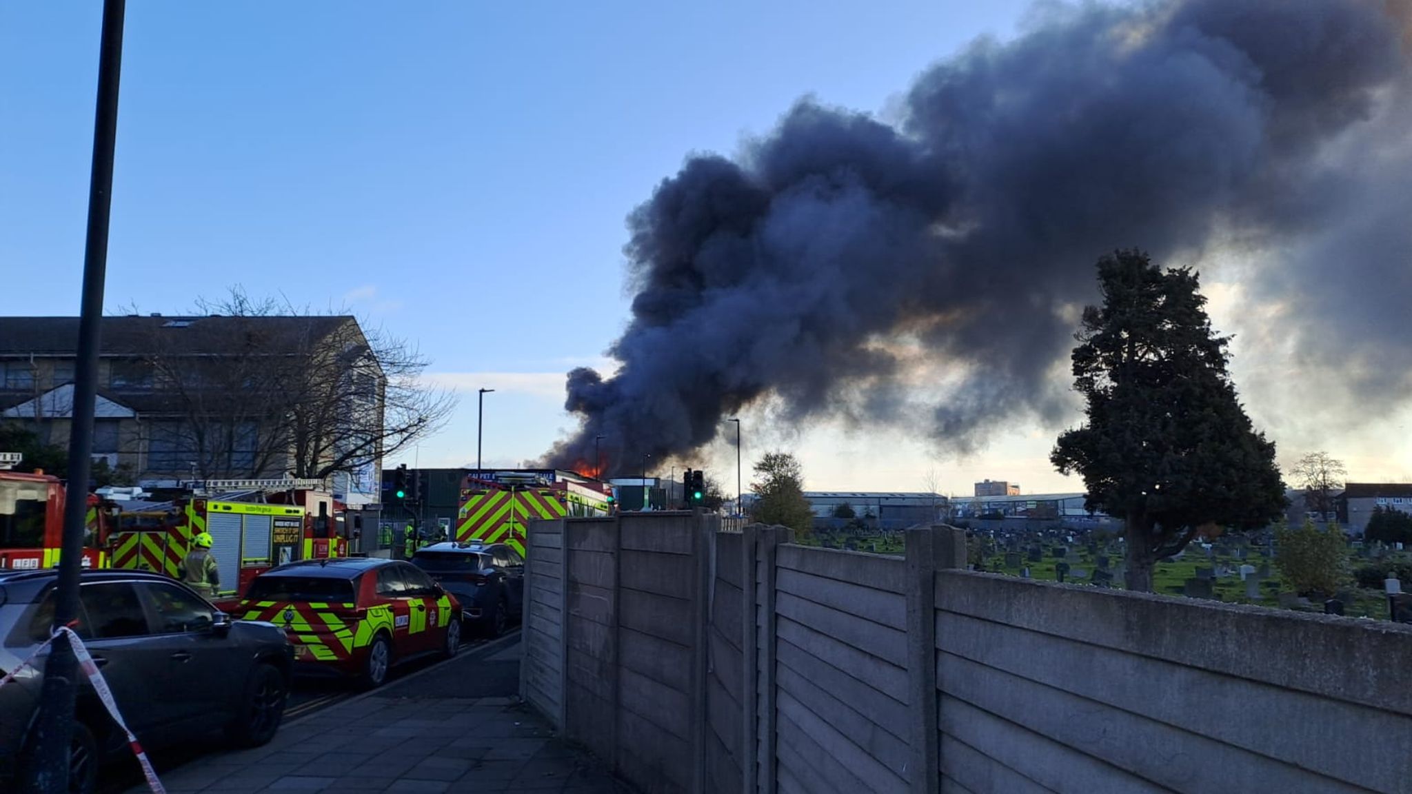 Major incident stood down after large fire at west London warehouse ...
