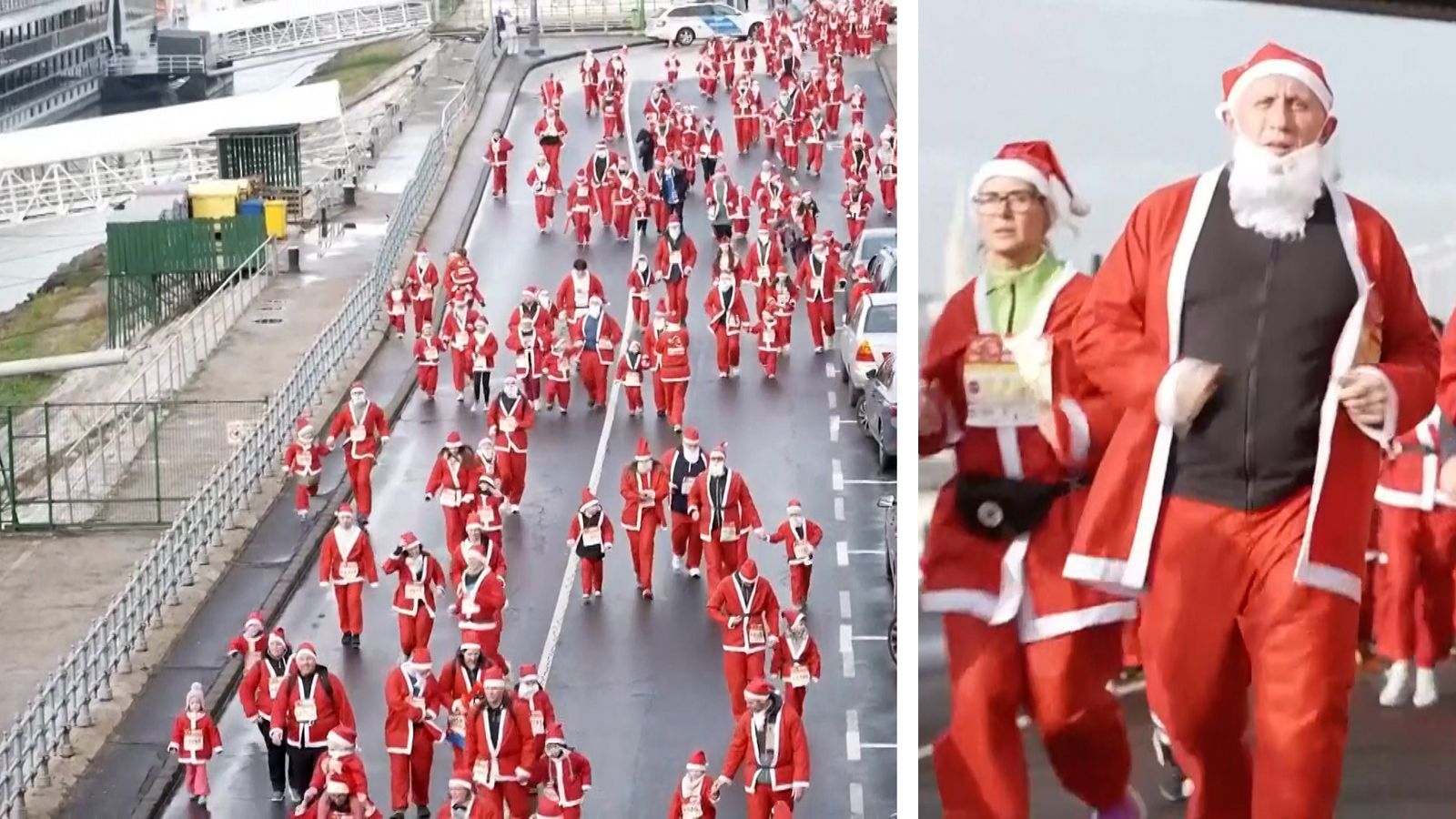 'Dashing through the snow': Thousands of runners take part in Budapest ...