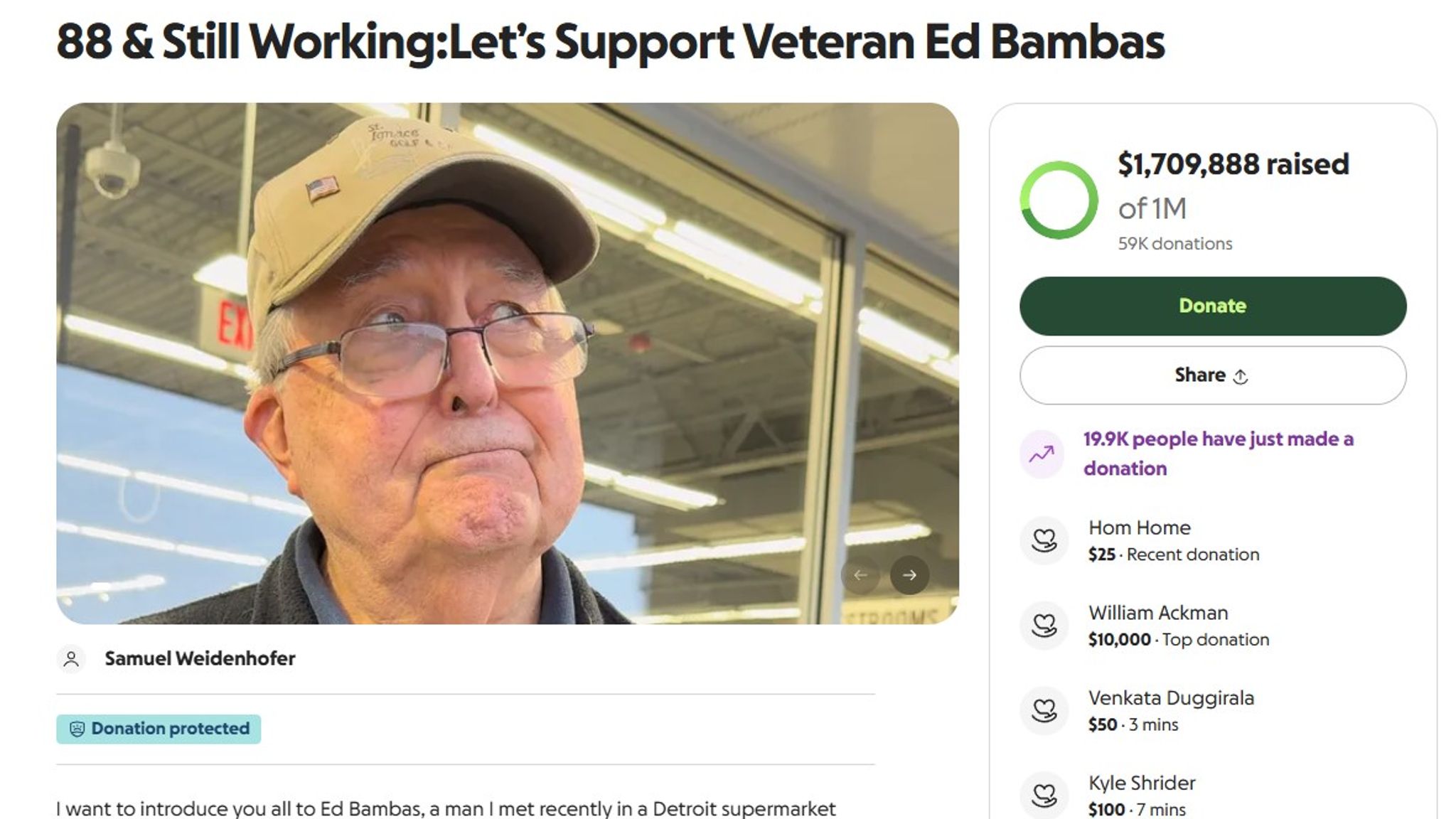Ed Bambas: 88-year-old veteran who worked full-time at supermarket ...