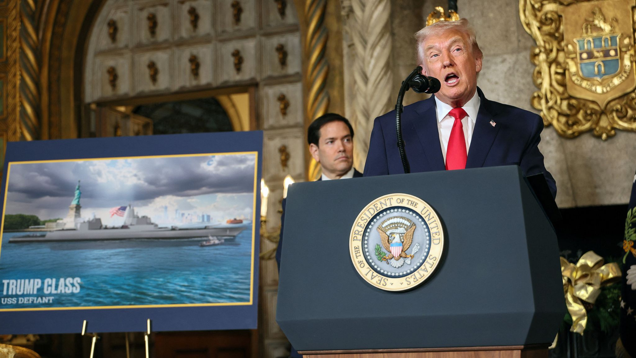 Donald Trump unveils plan for 'Trump Class' battleships | US News | Sky ...