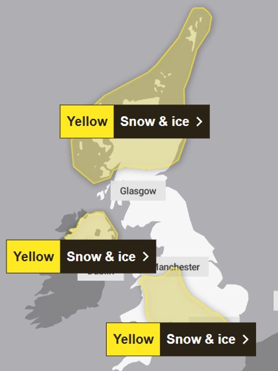 Snowfall expected across large parts of UK as new weather warnings ...