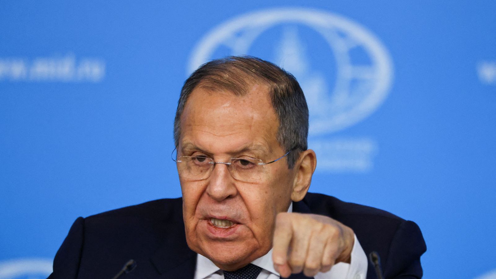 Watch as Putin's foreign minister faces media questions | News UK Video ...