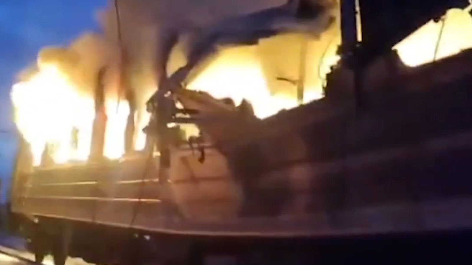 Dramatic footage shows baby evacuated from blazing Ukrainian train ...