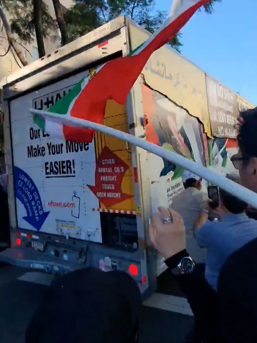 Truck drives into crowd at Iran protest in LA | World News | Sky News