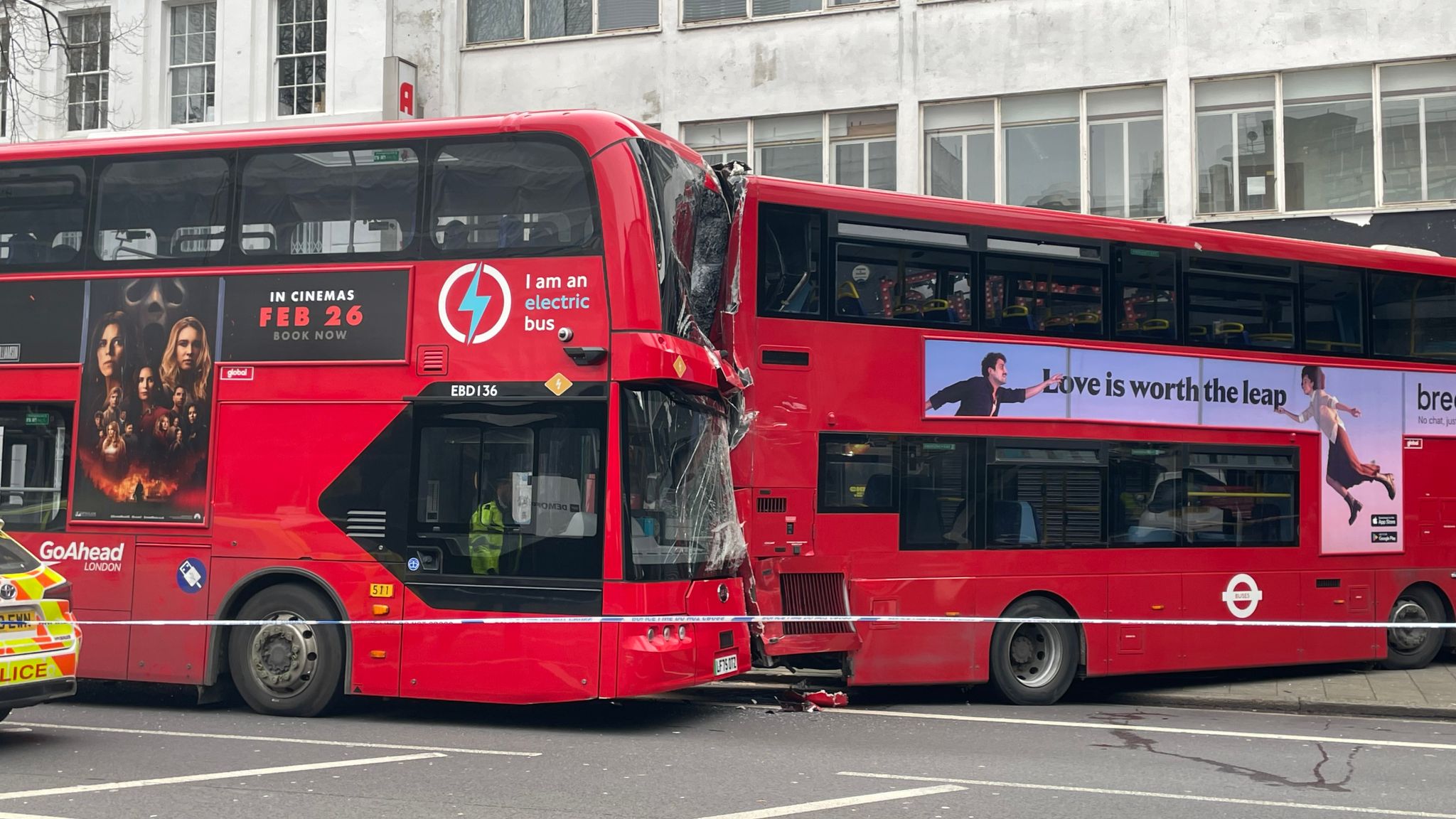 Six people taken to hospital after two double-decker buses crash | UK ...