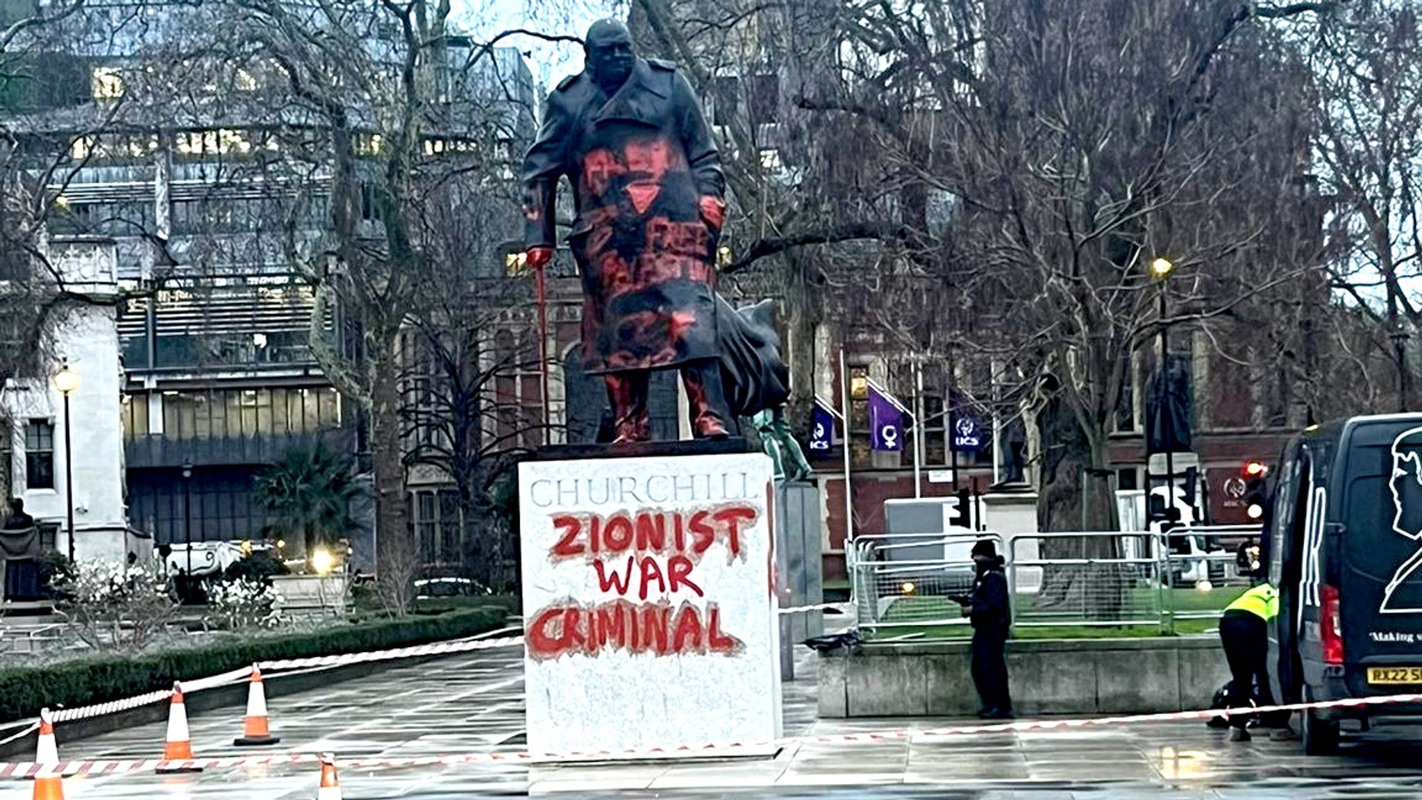 Man Arrested After Churchill Statue Defaced With 'Zionist War Criminal ...