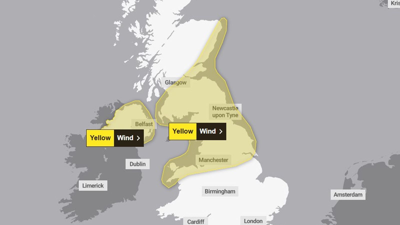 Weather warnings for strong winds issued for parts of UK | UK News ...
