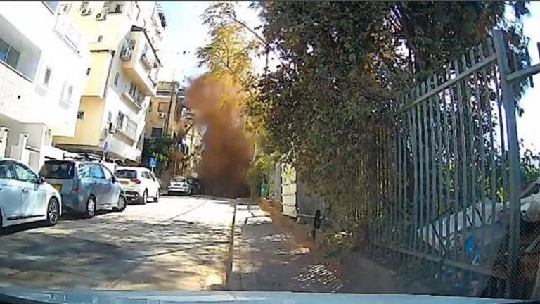 Large explosion captured on video in Israel | News UK Video News | Sky News