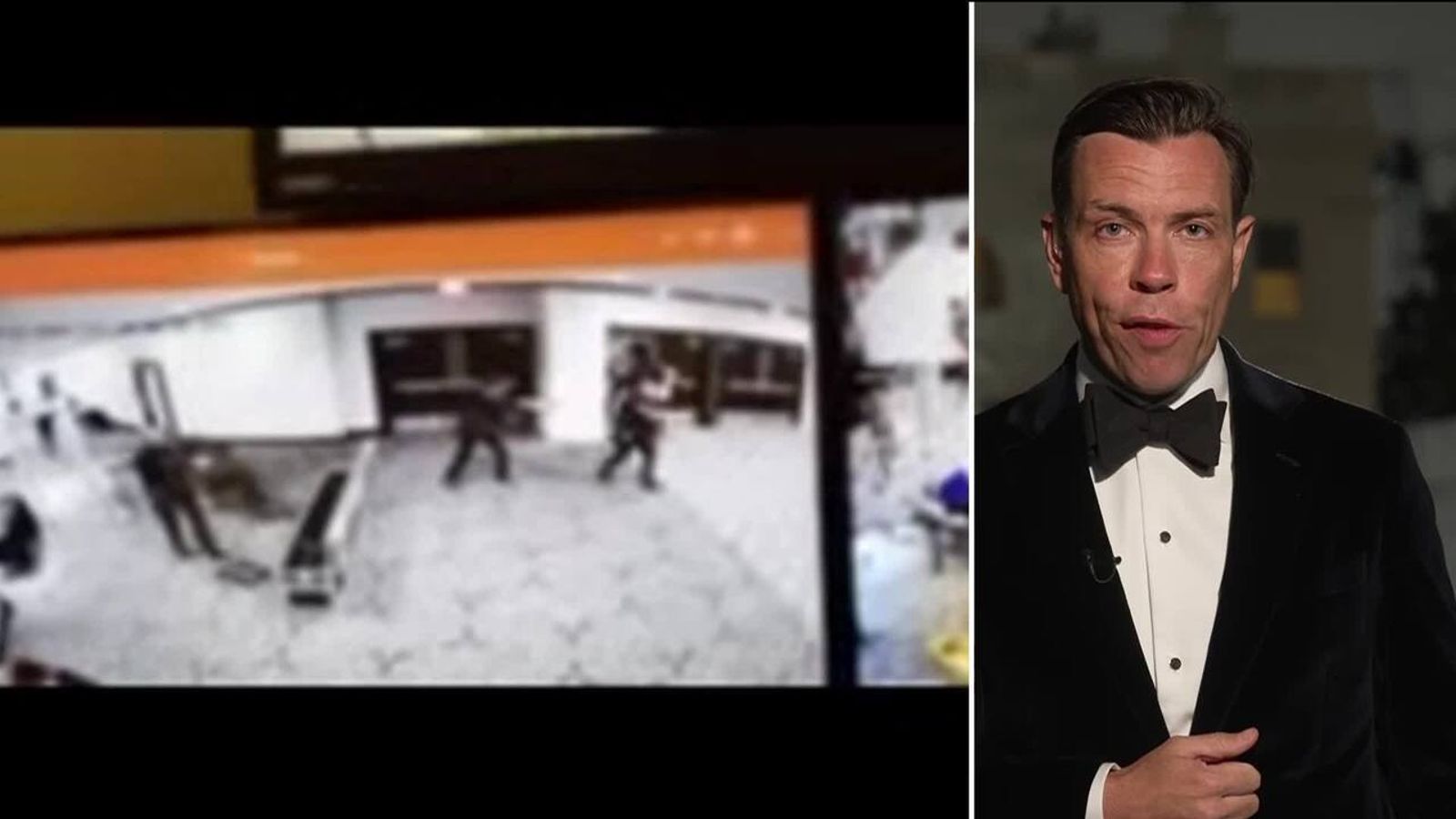 CCTV shows moment suspect runs past security and shots are fired | US ...