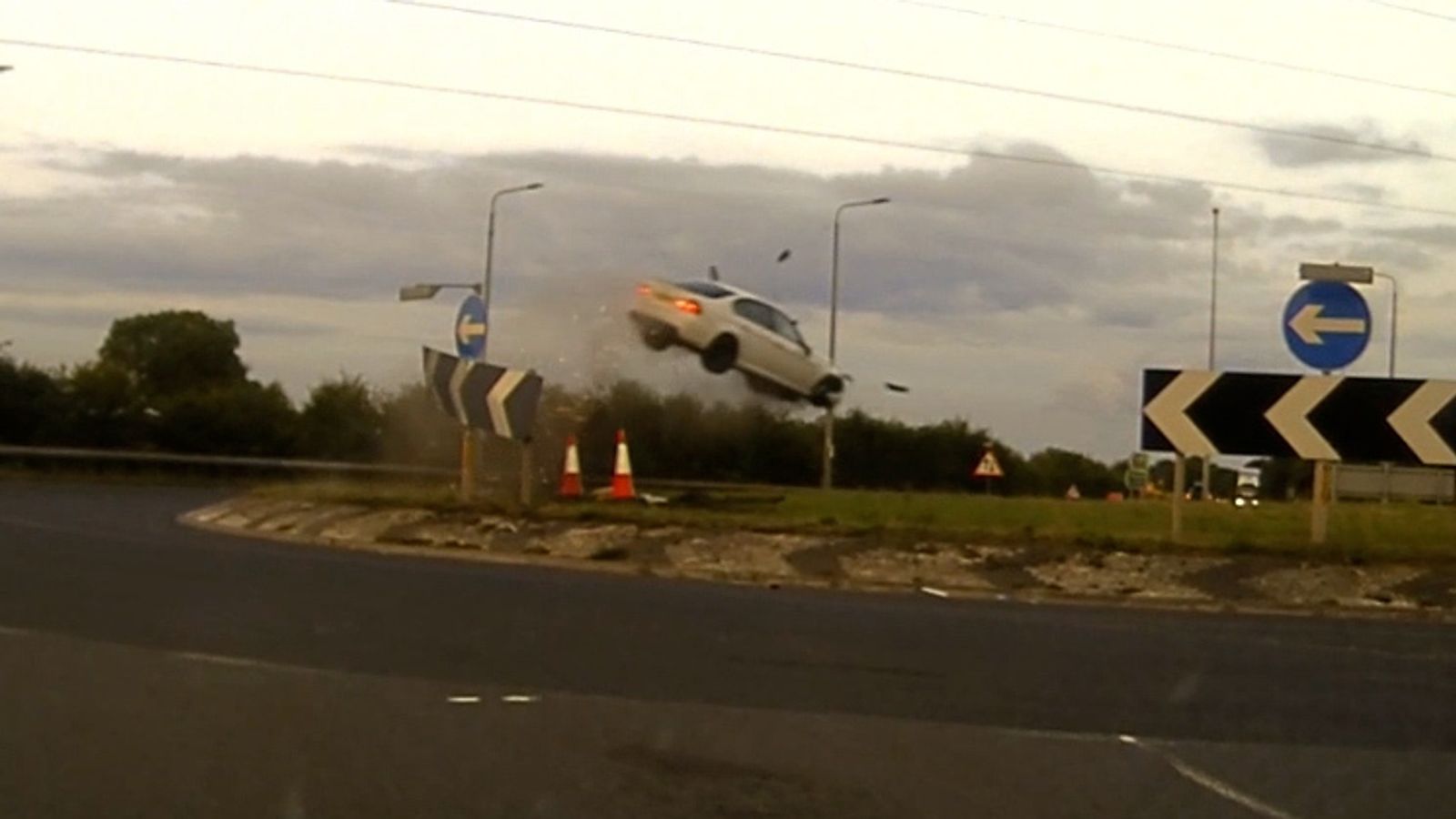 Car flips during high-speed police chase | UK News | Sky News