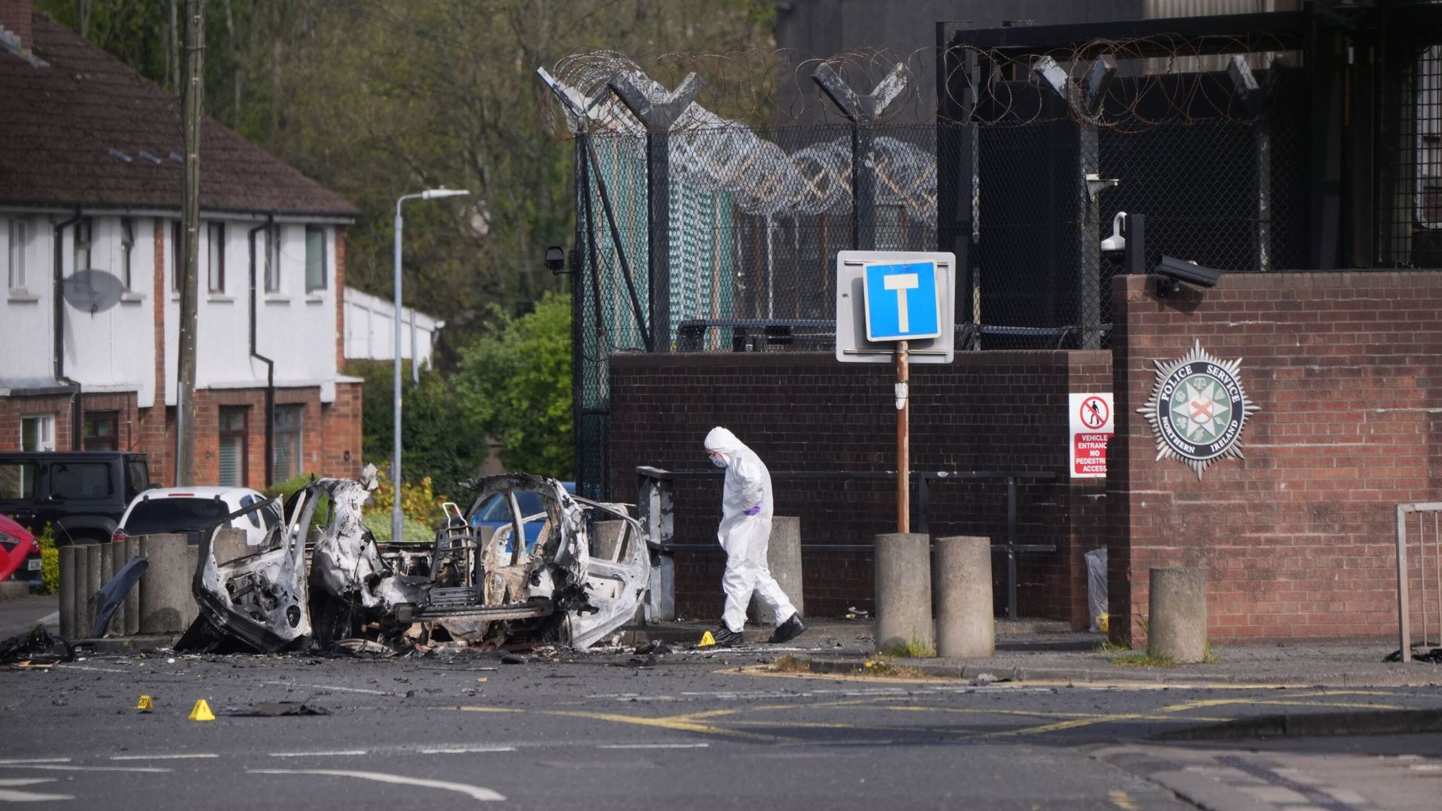 Man arrested over car bomb attack outside police station in Northern ...