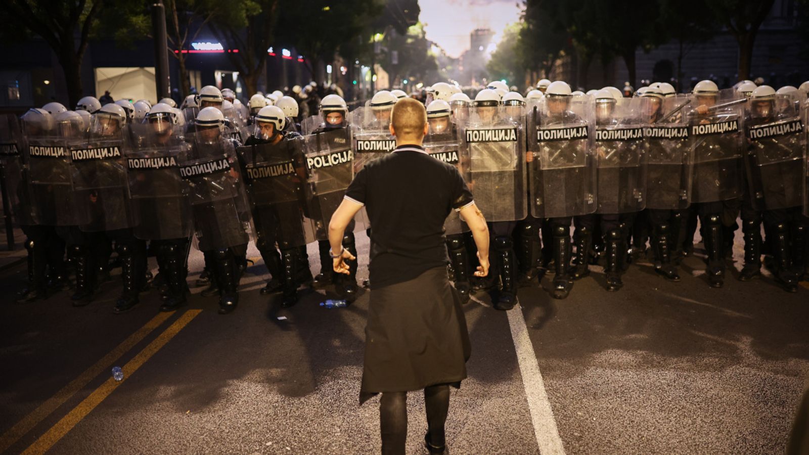 Serbian riot police clash with protesters in Belgrade after anti ...
