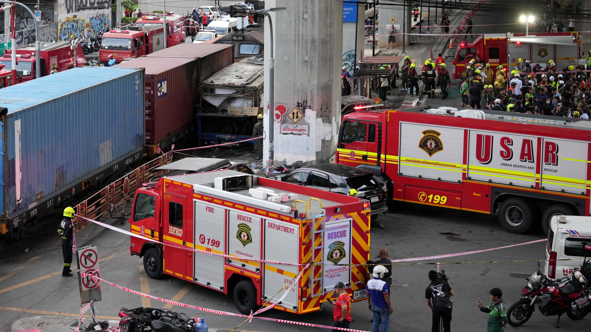 Train driver charged after deadly crash in Thailand | World News | Sky News