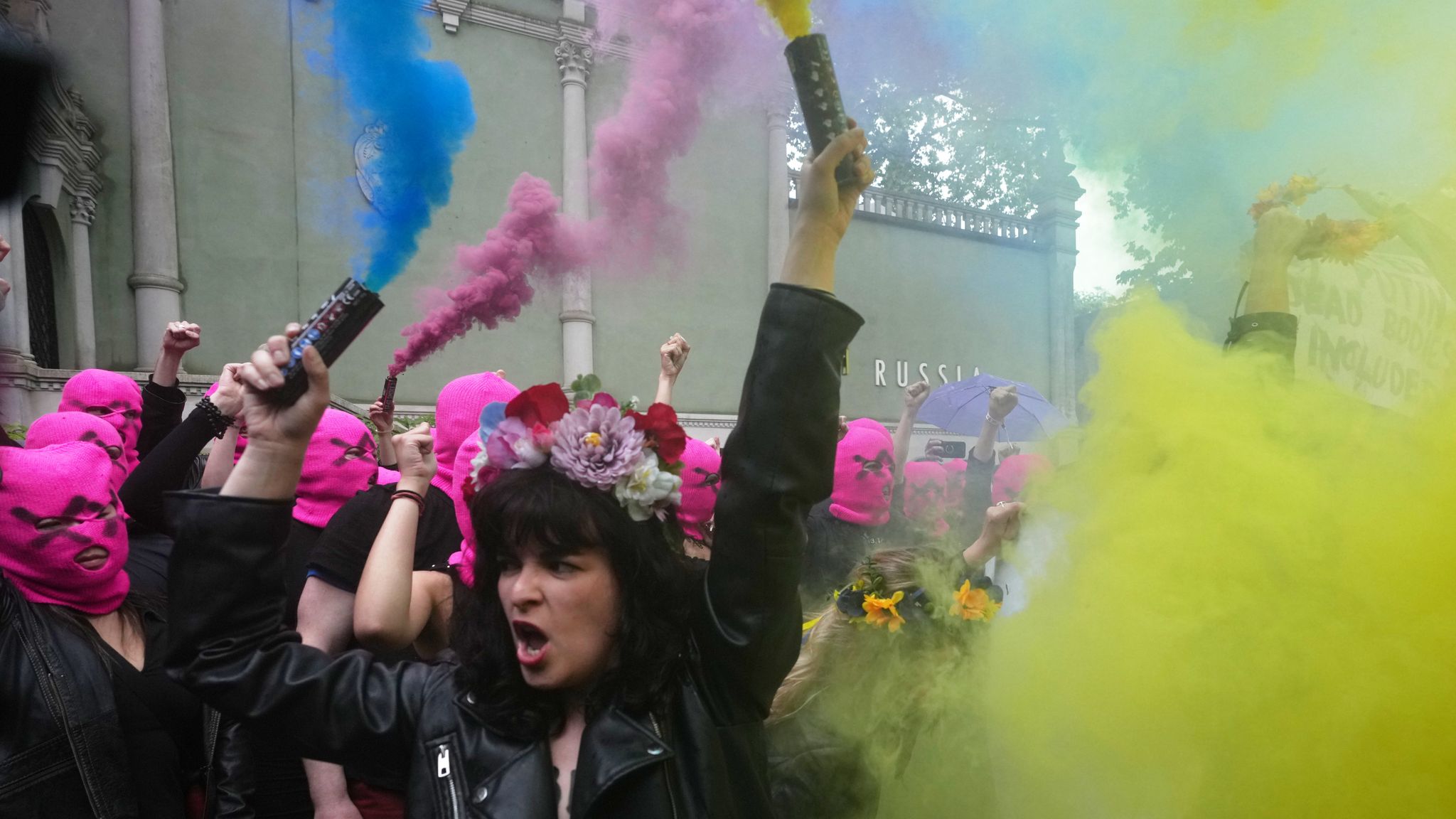 Punk band Pussy Riot stage protest at Venice Biennale's Russian ...