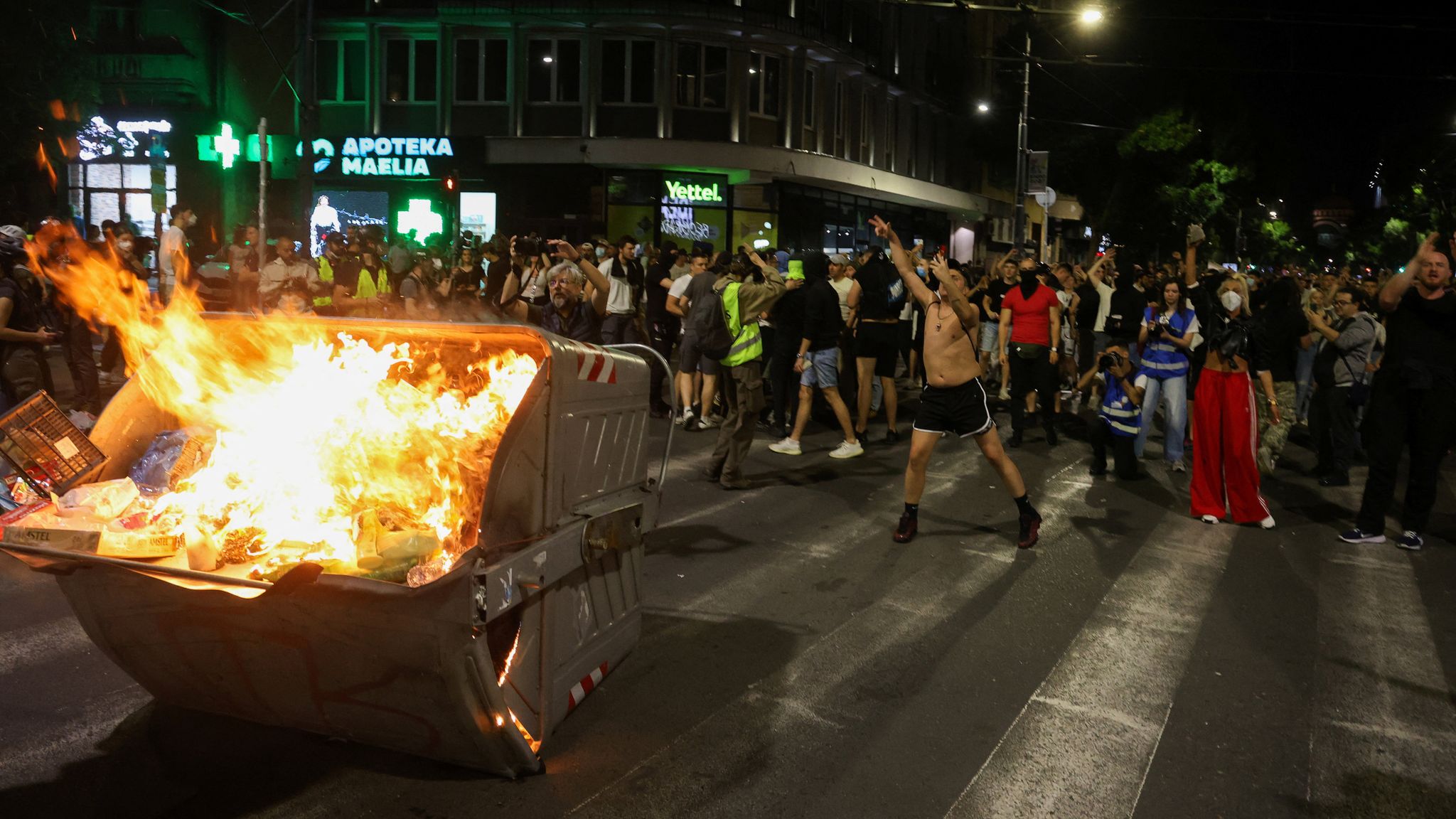 Serbian riot police clash with protesters in Belgrade after anti ...