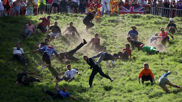 Cheese-rolling legend beaten by German YouTuber | UK News | Sky News