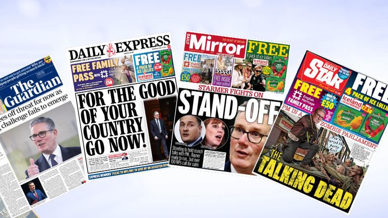 Wednesday's newspaper front pages | UK News | Sky News