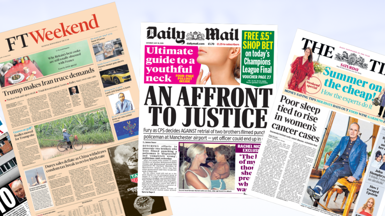 Saturday's newspaper front pages | UK News | Sky News
