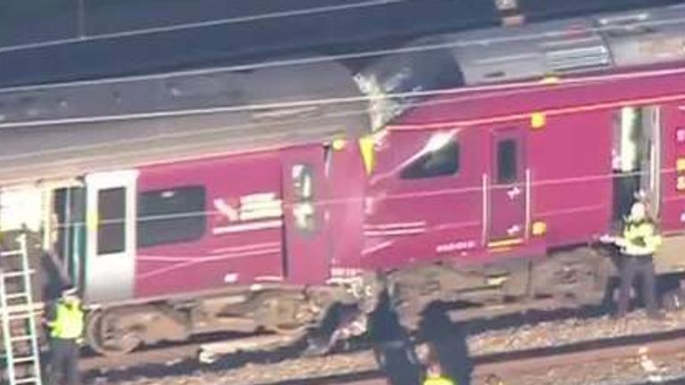 Aerial images show scene of rail crash near Bedford | UK News | Sky News