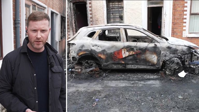 Disorder in Belfast as houses and cars set on fire | UK News | Sky News