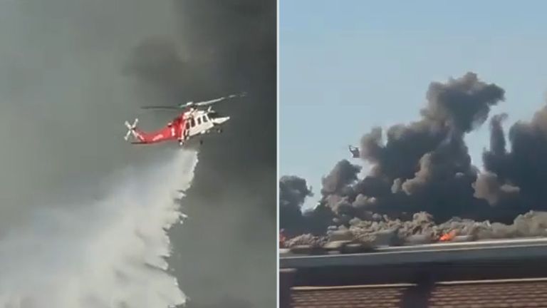 Plumes of smoke billow from massive warehouse fire in California | US ...